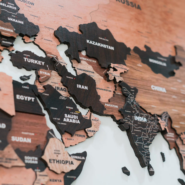 3D Wooden Texture World Map For Wall – SUREKH DECOR