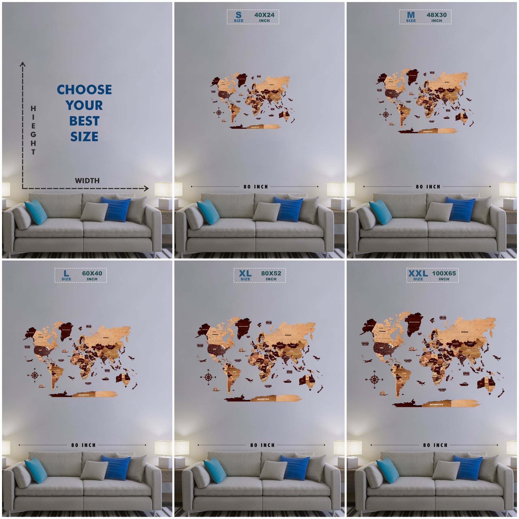 3D Wooden Texture World Map For Wall – SUREKH DECOR