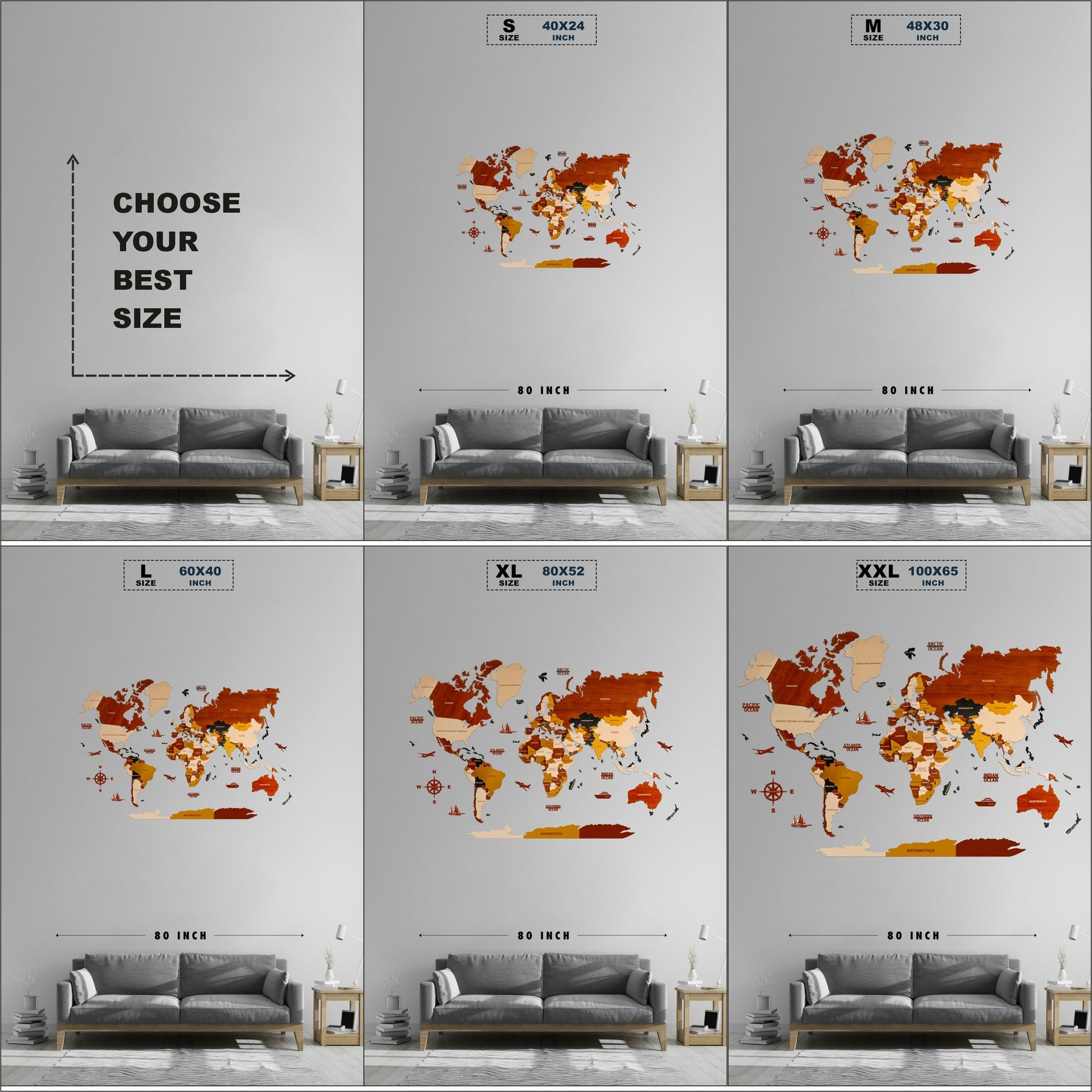3D Prelam World Map For Wall – SUREKH DECOR