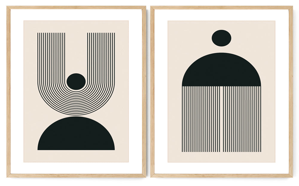 AUSTERE GEOMETRIC PICTURE FRAMES IN BLACK AND WHITE WITH GLASS- SET OF ...