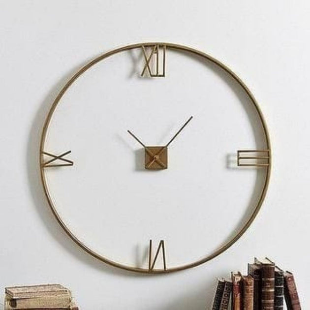 ANTIQUE GOLDEN DEMURE WALL CLOCK – SUREKH DECOR