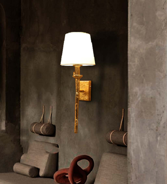 ECCENTRIC MILKY WHITE AND GOLD WALL LAMP – SUREKH DECOR